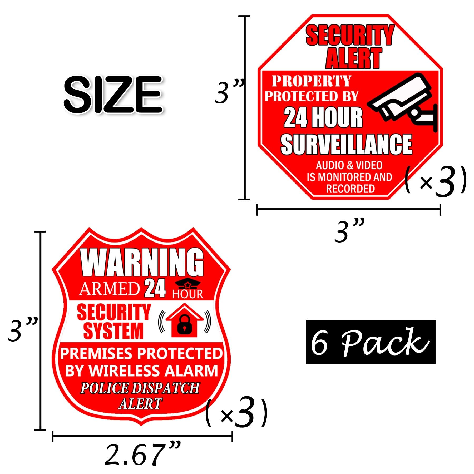 Security Camera Alarm Waterproof Vinyl Stickers 2 3/4 x 3 Inch – Video ...