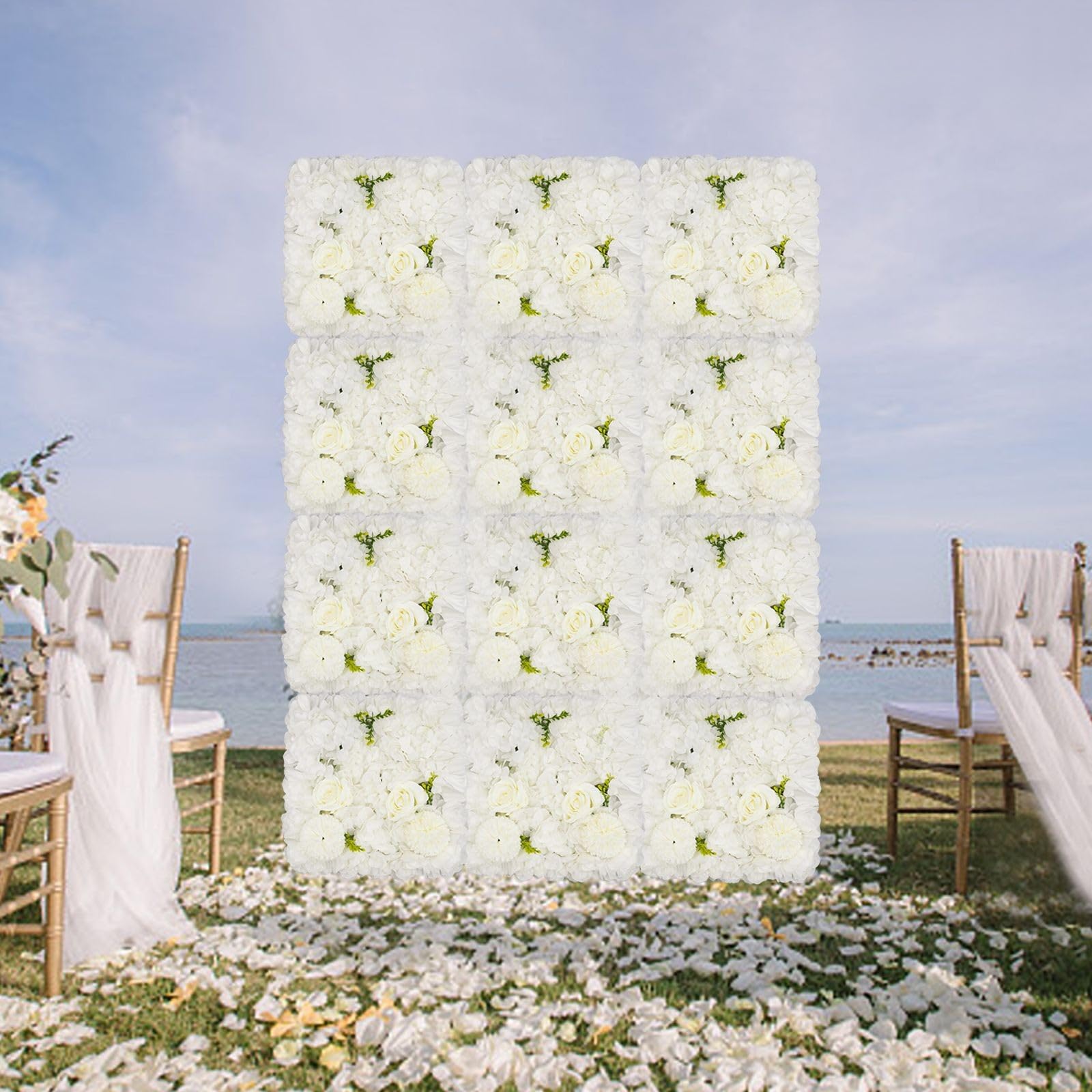 Amazon.com: 6/12PCS Flower Wall Panel, 3D Artificial Flower Backdrop ...