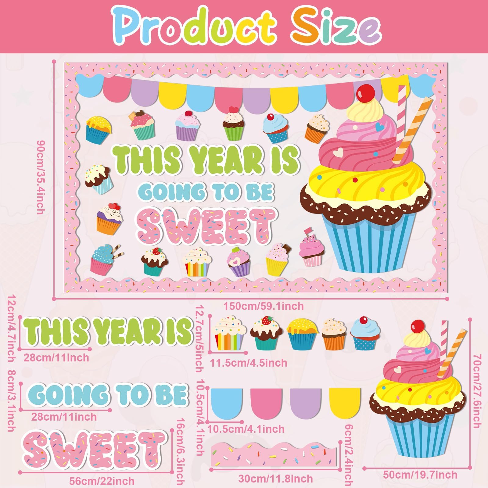 Snapklik.com : ZOIIWA Cupcake Birthday Bulletin Board Spring Bulletin ...