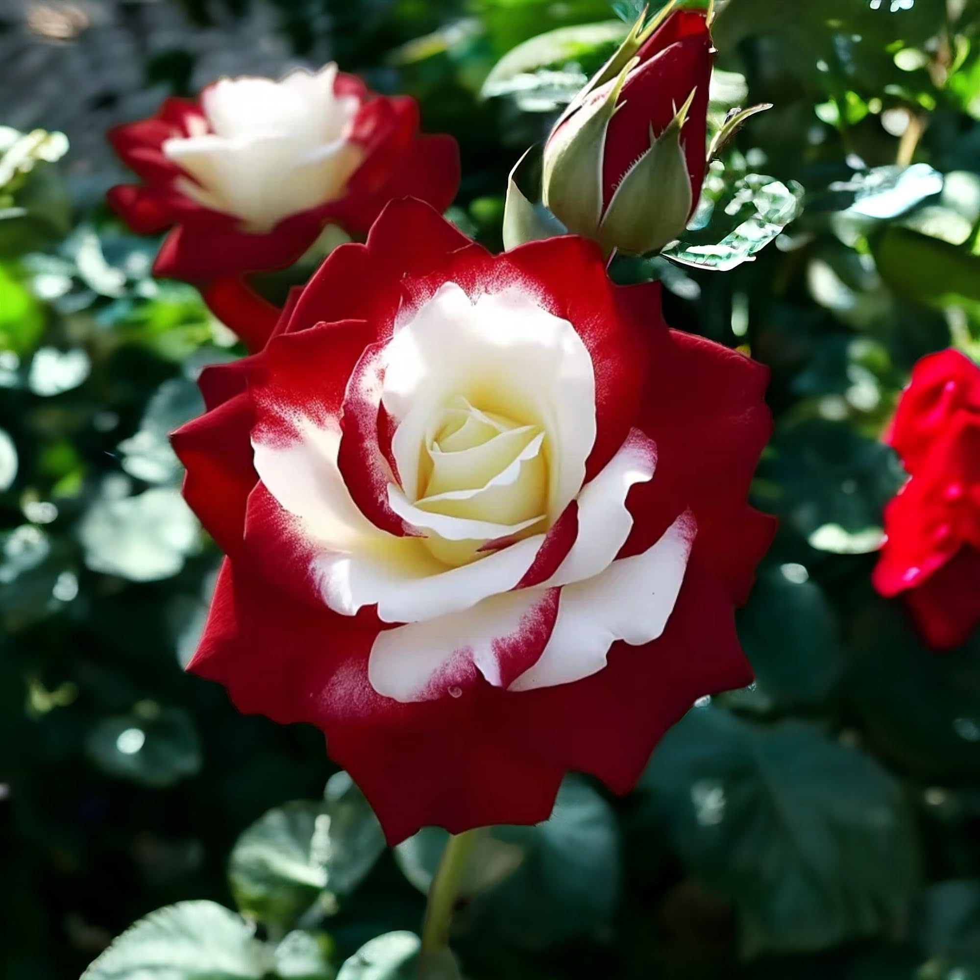 Amazon.com : DouxiE 10pcs Rare Twin Red White Rose Seeds - Heirloom Non ...