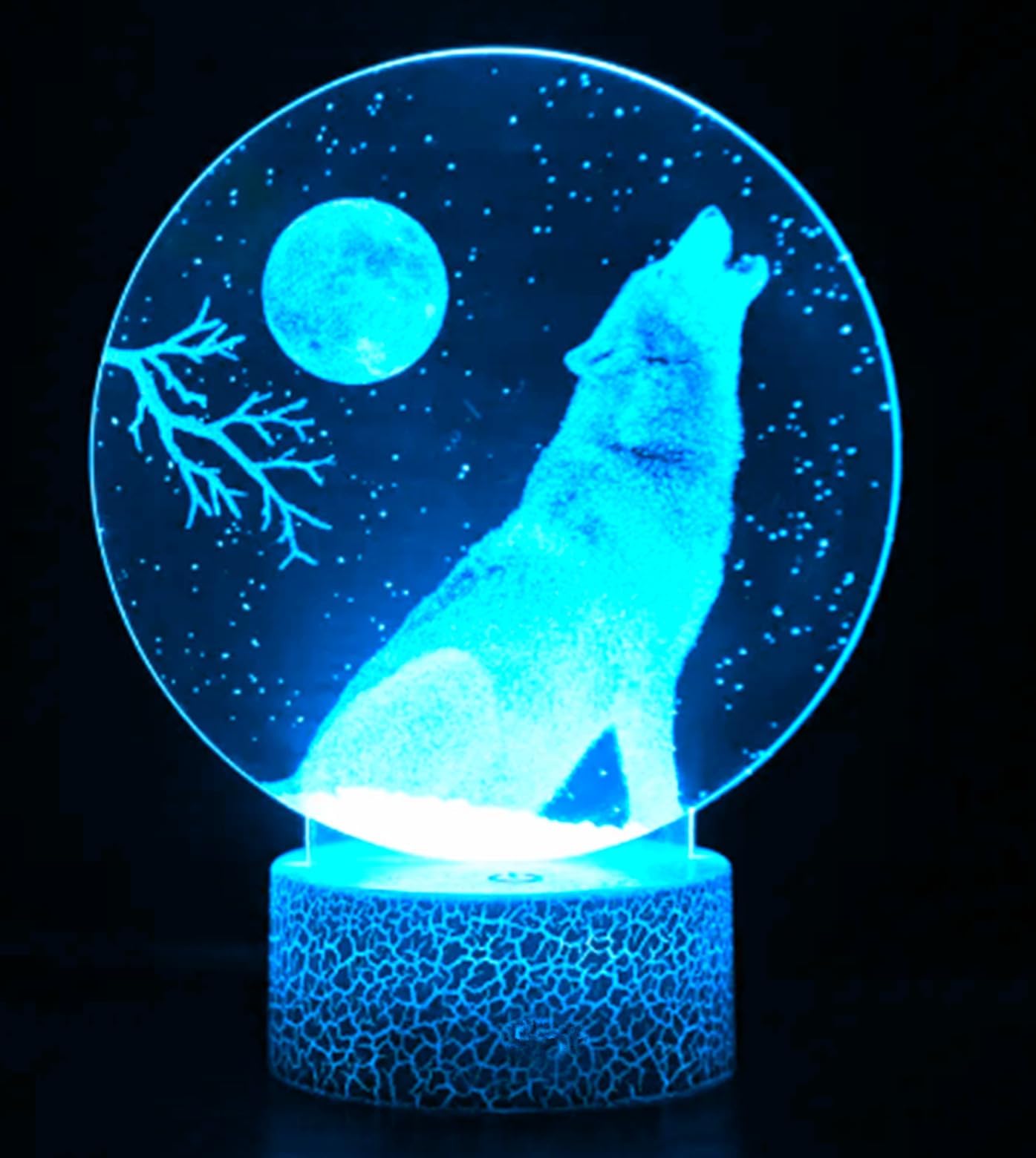 Amazon.com: Jinnwell 3D Wolf Night Light Lamp Illusion 7 Color Changing ...