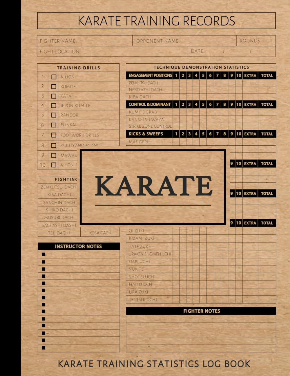 Karate Training Statistics Log Book: Track & Improve Every Technique ...