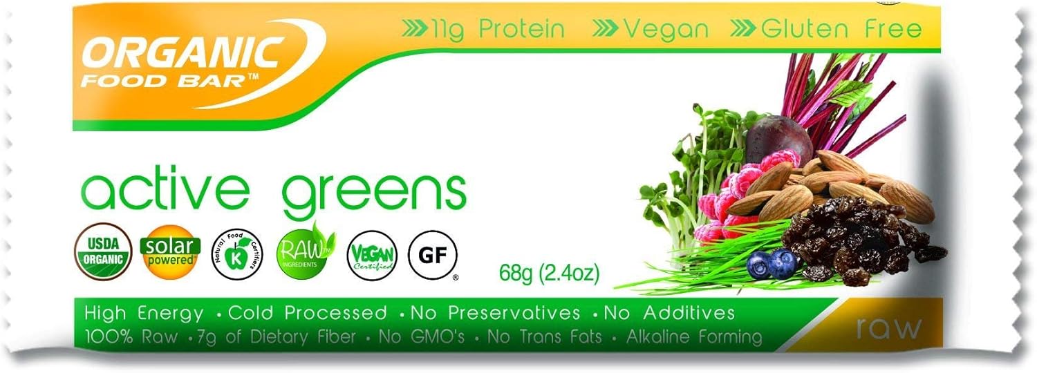Amazon.com: Organic Food Bar - Active Greens Protein Bars, USDA Organic ...