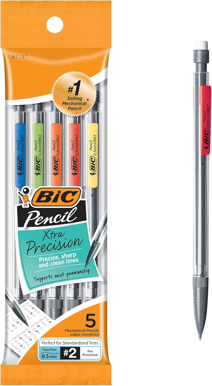 BIC Xtra-Precision Mechanical Pencil, Clear Barrel, Fine Point (0.5mm ...