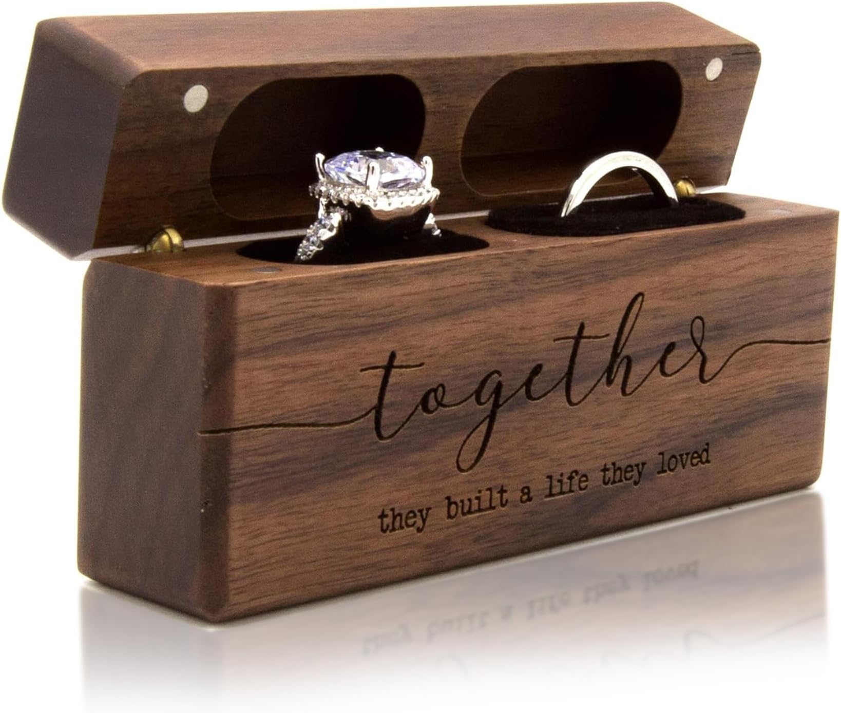 Amazon.com: Numblartd Rustic Wooden Printed Wedding Ring Holder Box ...