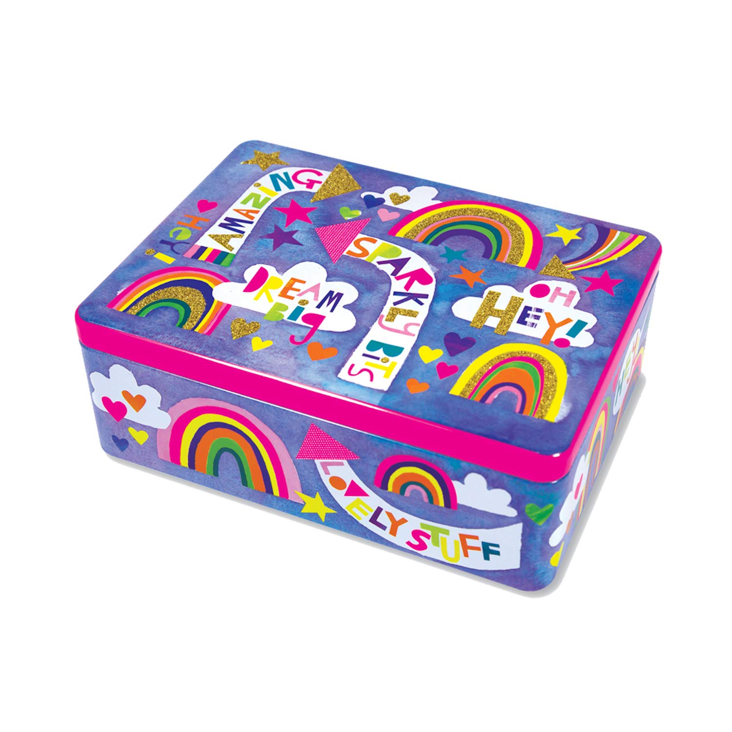Flittered Rectangular Tin – Sparkly Bits/Rainbows : Amazon.co.uk: Home ...