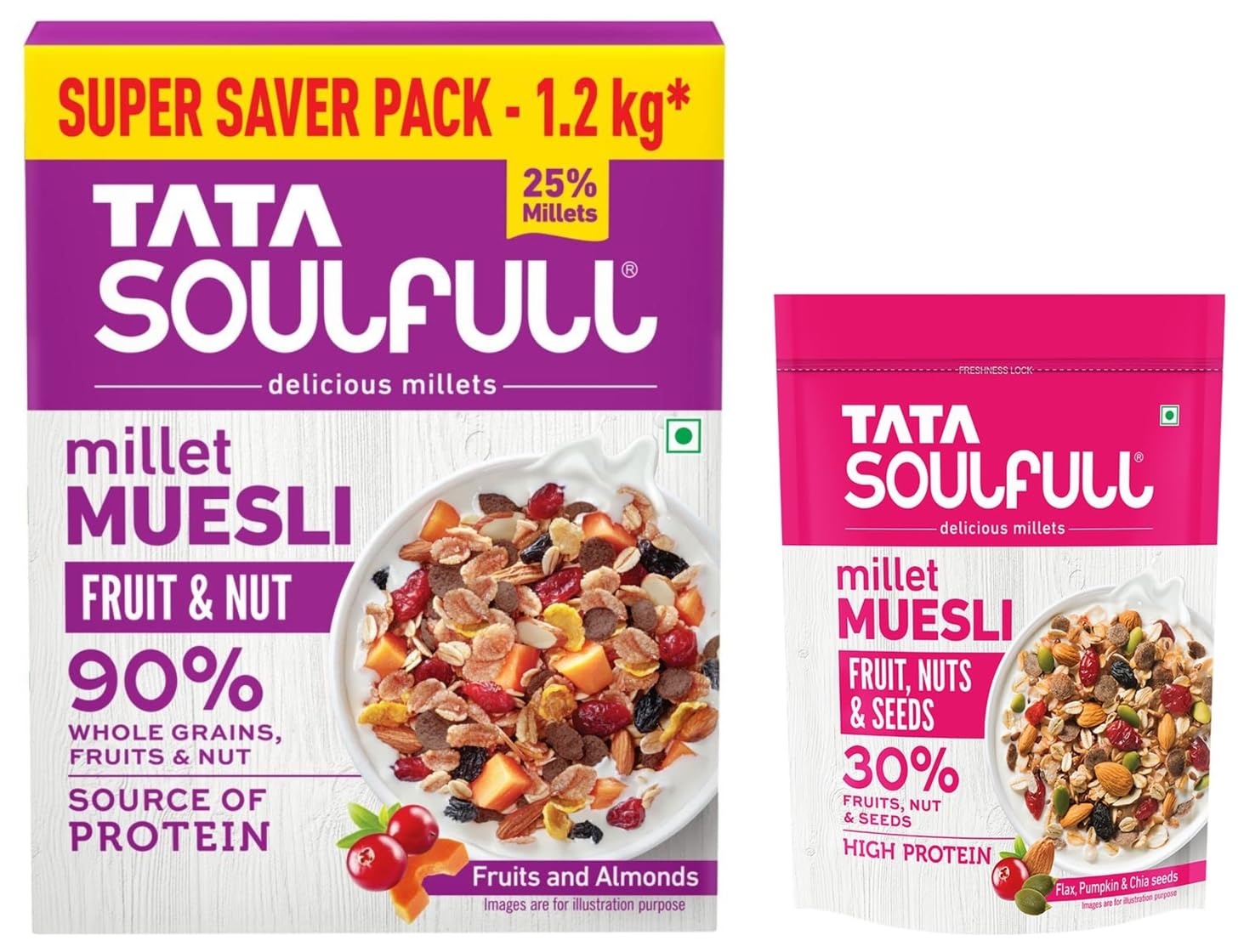 Tata Soulfull Millet Muesli | Fruit & Nut|33% Extra^ | Super Saver Pack ...