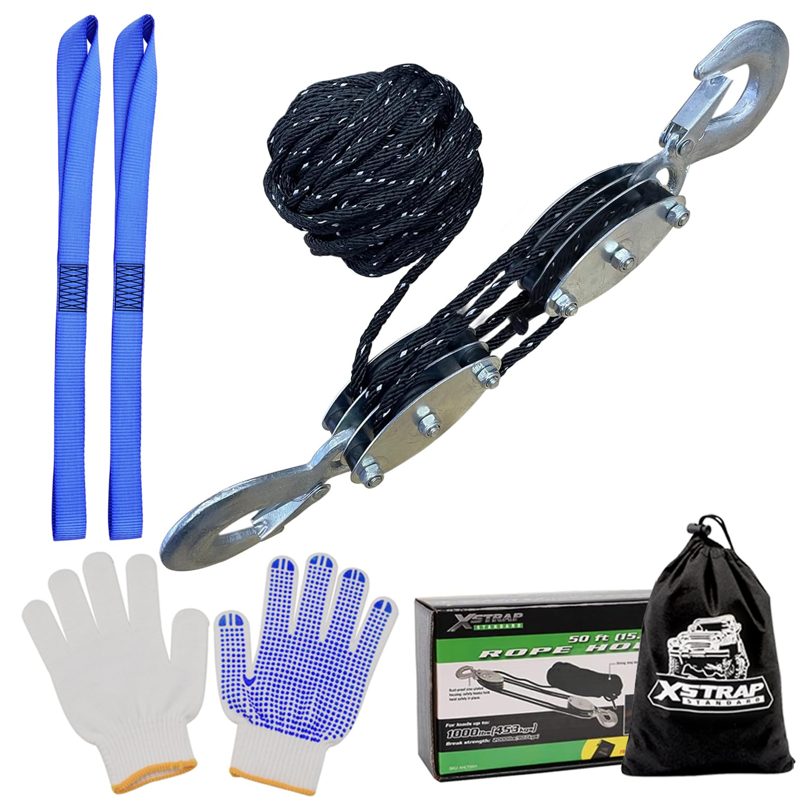 Amazon.com: XSTRAP STANDARD Reflective Rope Hoist Pulley System, 1000LB ...