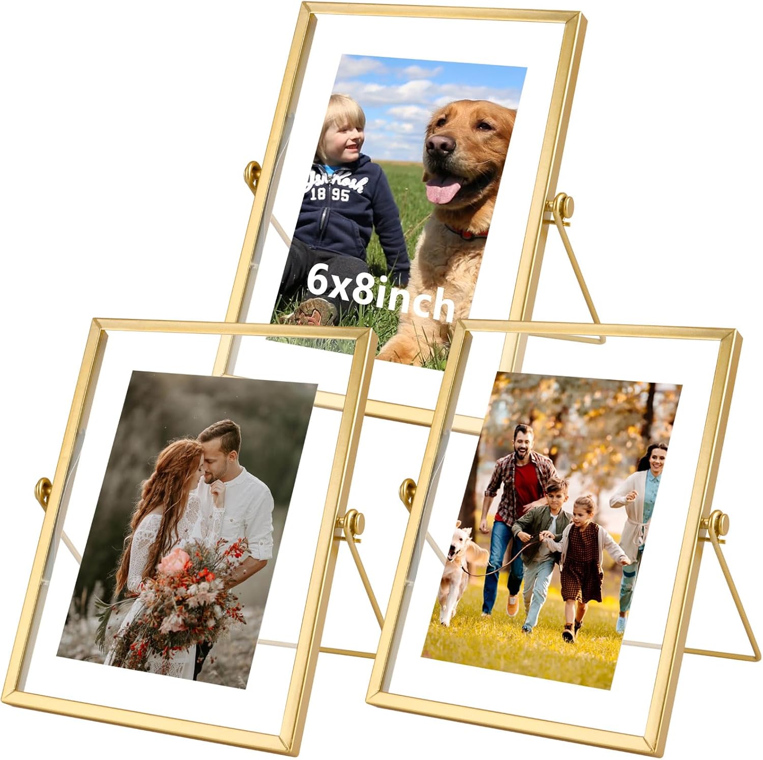 Amazon.com - Acrux7 6"x8" Gold Picture Frames Set of 3 Vertical ...