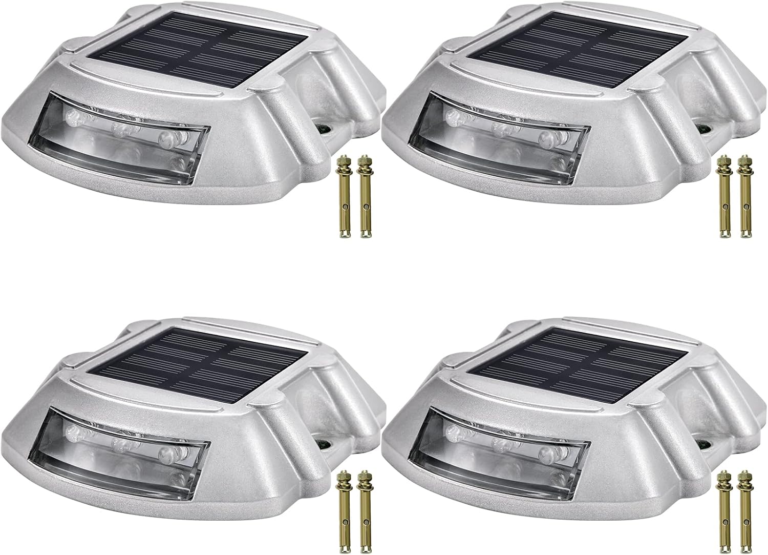 Vevor 4-Pack Solar Driveway Lights, Bright White, Waterproof, 6 LEDs ...