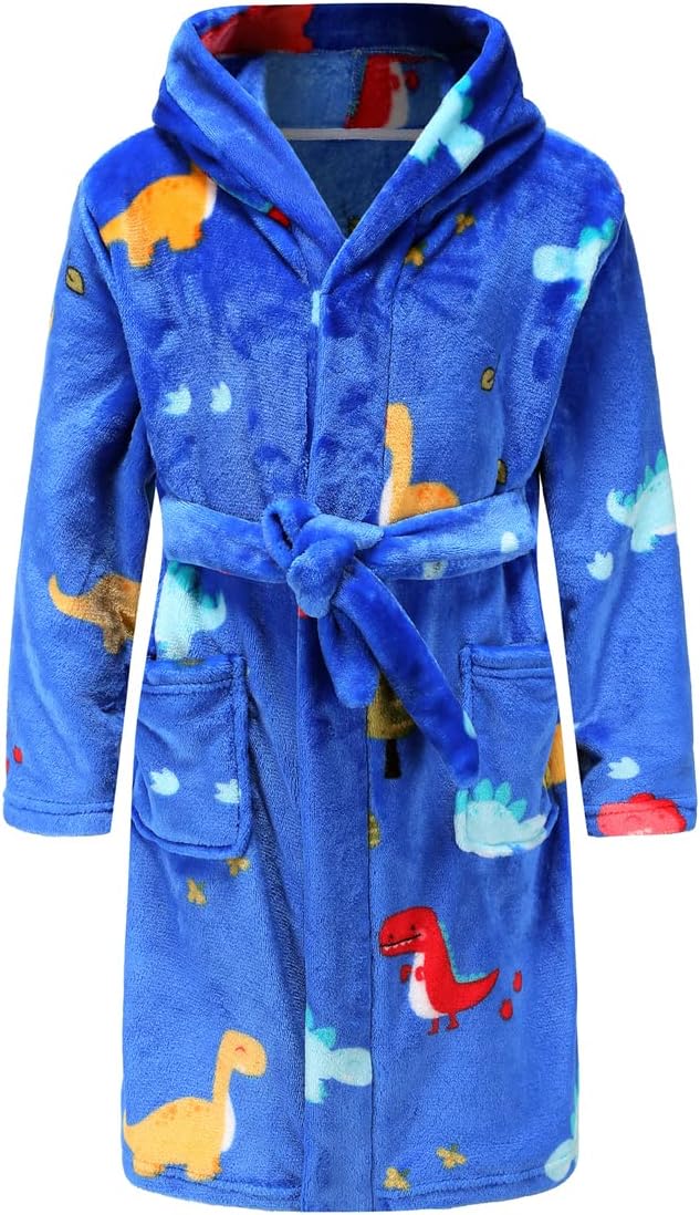 Amazon.com: E.W Apparel Boys Robe Soft Fleece Bathrobe for Kids(Blue ...