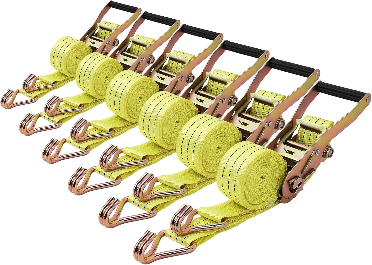 Amazon.com: 6 Pack 2" x15' Ratchet Strap Tie Down 4500LB J Hook, (Pack ...