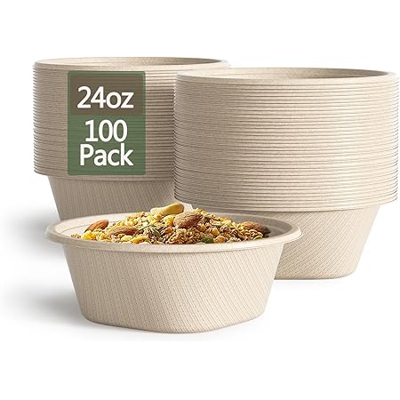 Amazon.com: Homestockplus 24 Oz Disposable Bowls, [100 Pack] Paper ...