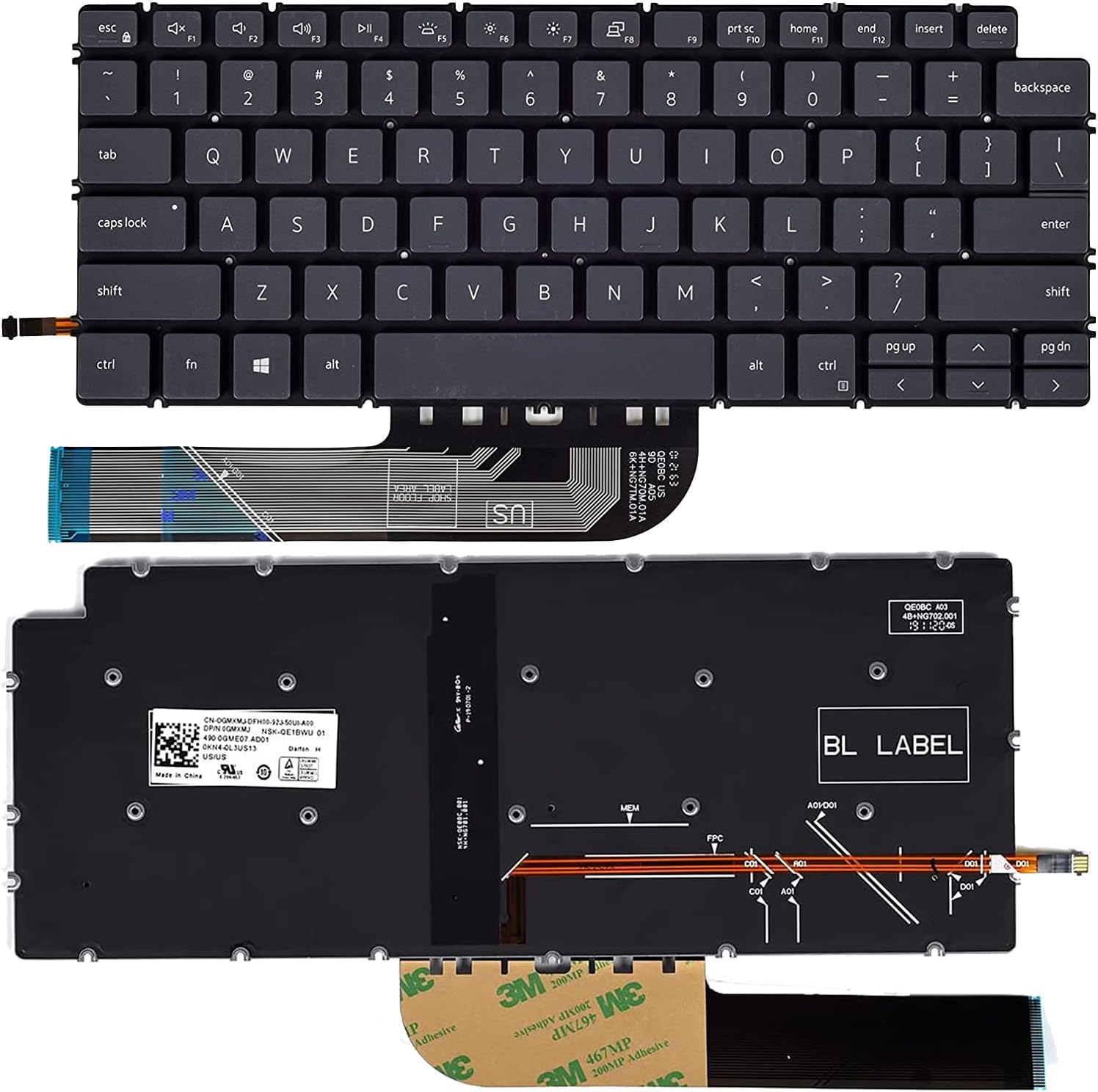 USA US Layout Keyboard for dell inspiron 13 5301 5390 5391 7306 7390 ...