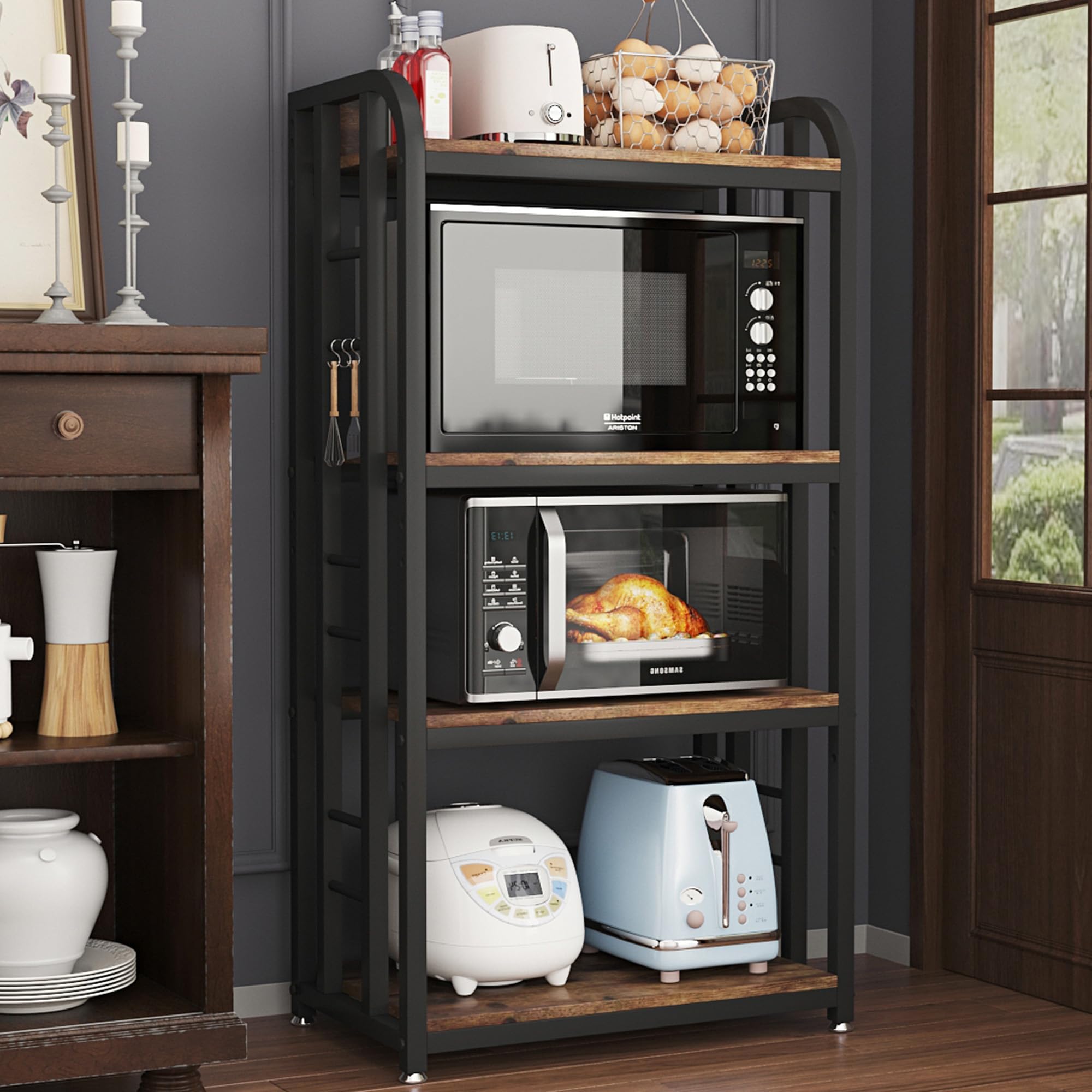 Amazon.com - lovemanxi Microwave Oven Stand with Storage 4 Tiers, Free ...