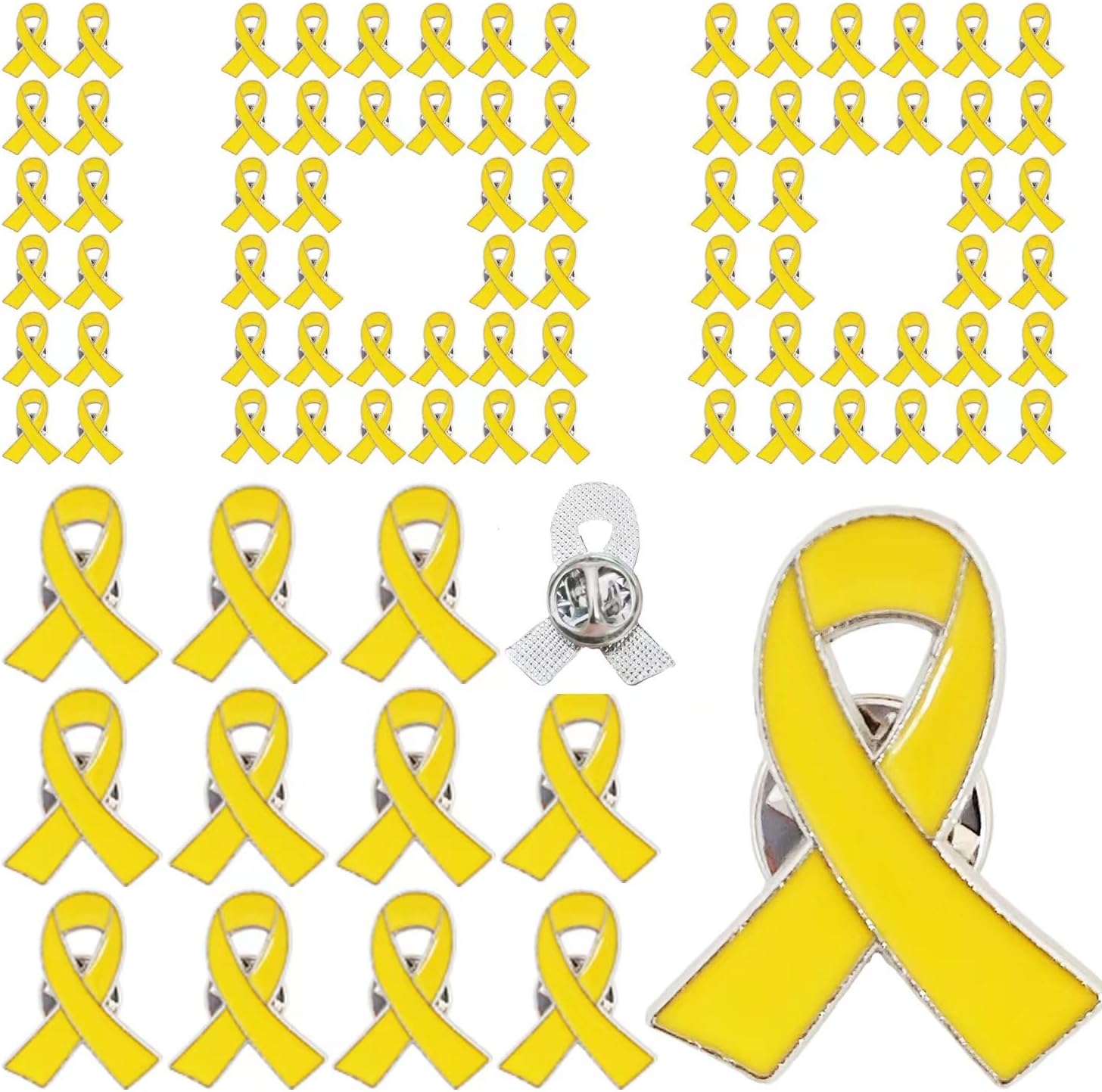 Amazon.com: 100pcs Yellow Awareness Ribbon Pins Childhood Cancer ...