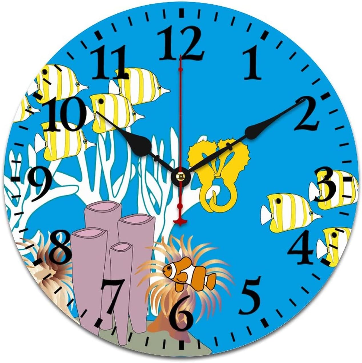 Amazon.com: 12 Inch Clock Seabed Indoor Wall Clocks Non Ticking Arabic ...