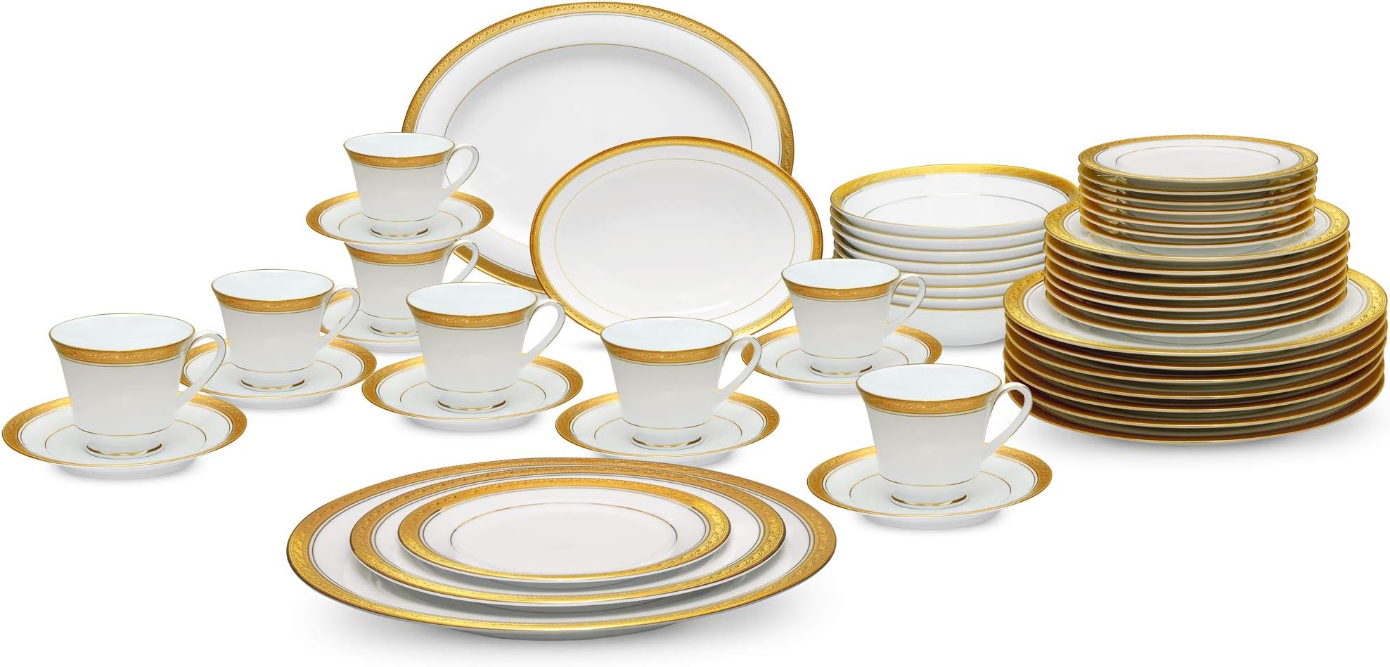 Amazon.com | Noritake Crestwood Platinum - 50 piece set, service for ...