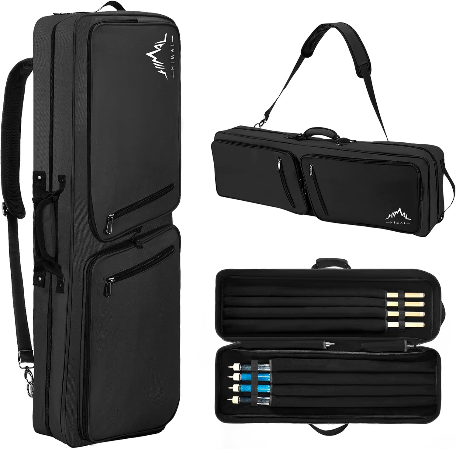 Amazon.com : UNIHIMAL 4x4 Pool Cue Case - Soft Padded Pool Stick Case ...