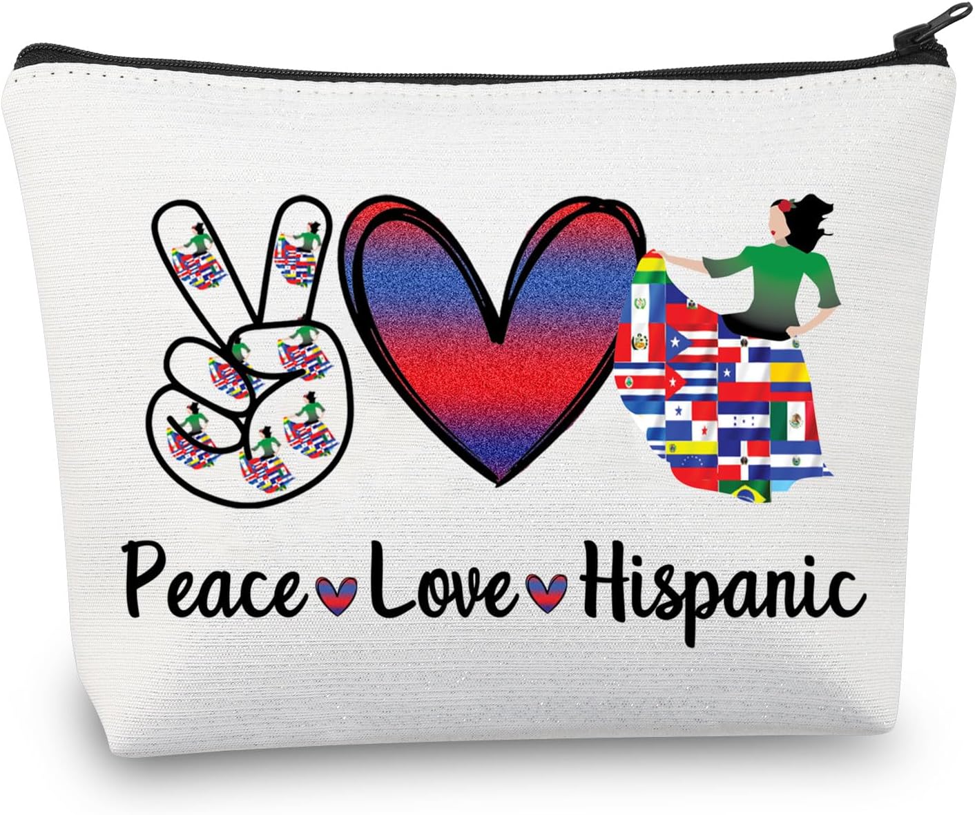 Amazon.com: BDPWSS Peace Love Hispanic Heritage Countries Flags Makeup ...