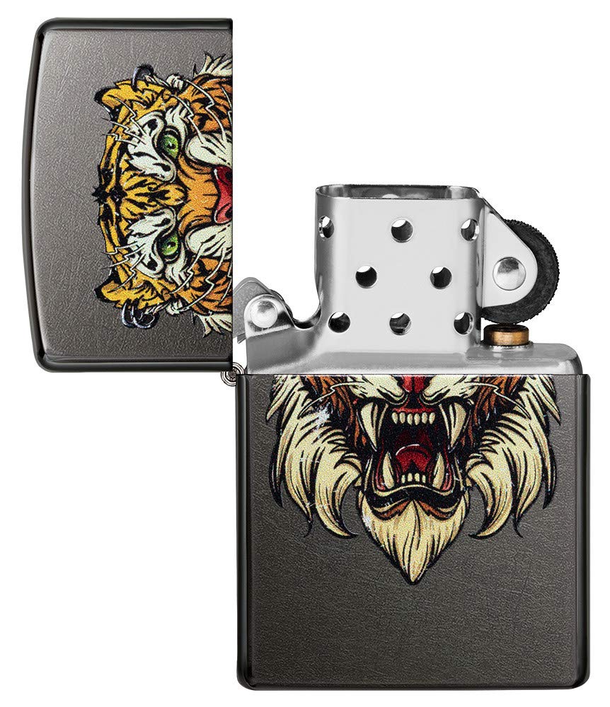 Snapklik.com : Zippo Sabretooth Tattoo Design Gray Pocket Lighter
