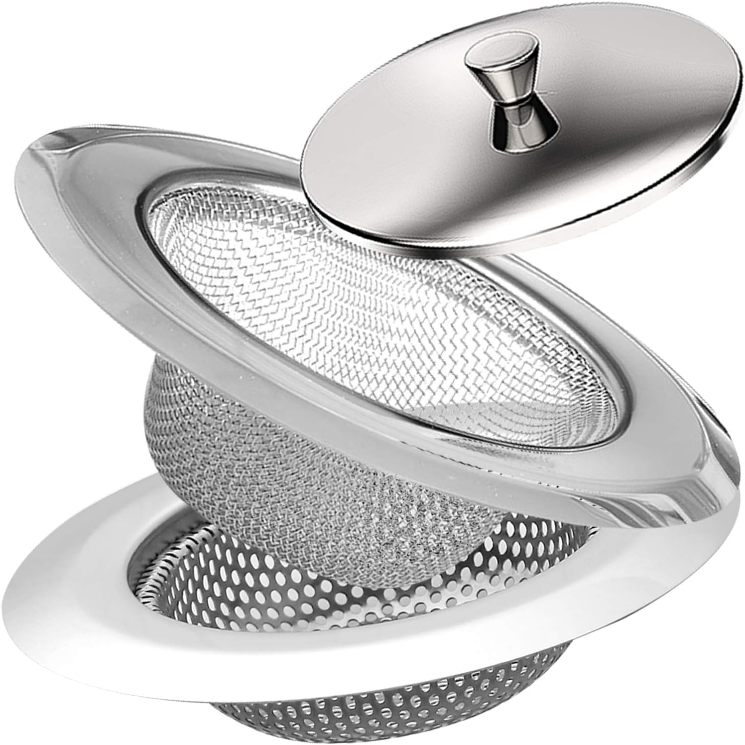 Premium Kitchen Sink Drain Strainer, 2 PCS 4.5" Stainless Steel Sink ...