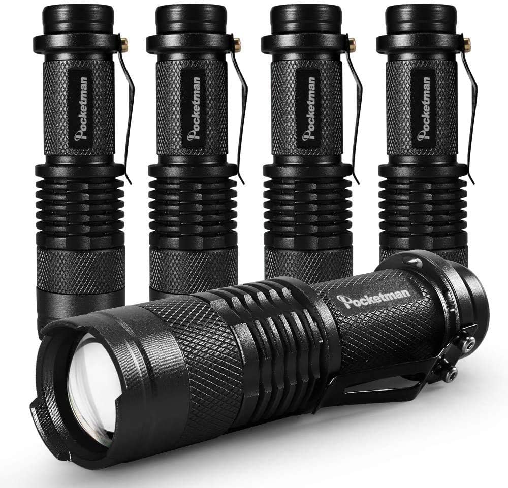 5 Pack LED Mini Flashlights 7W 300LM SK-68 3 Light Modes Adjustable ...