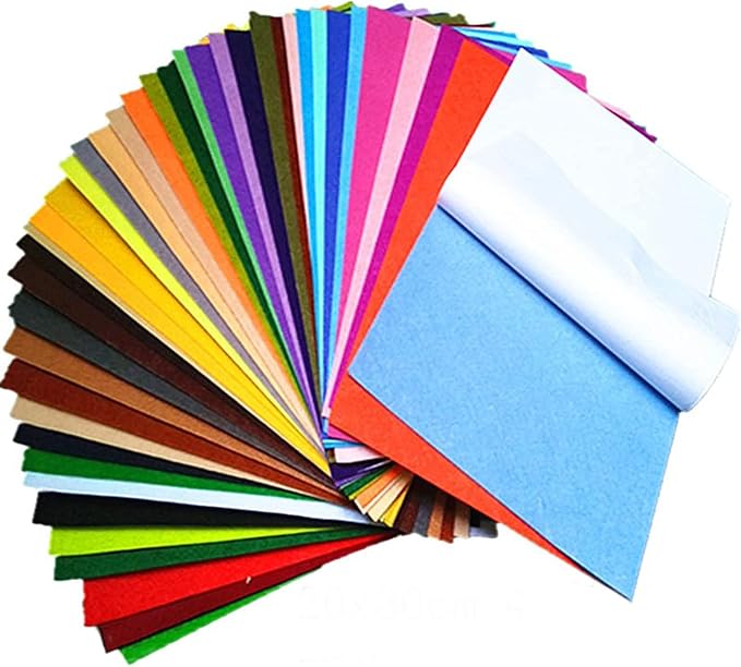 Feltro colorato autoadesivo, Spessore 1mm fogli di feltro autoadesivo ...