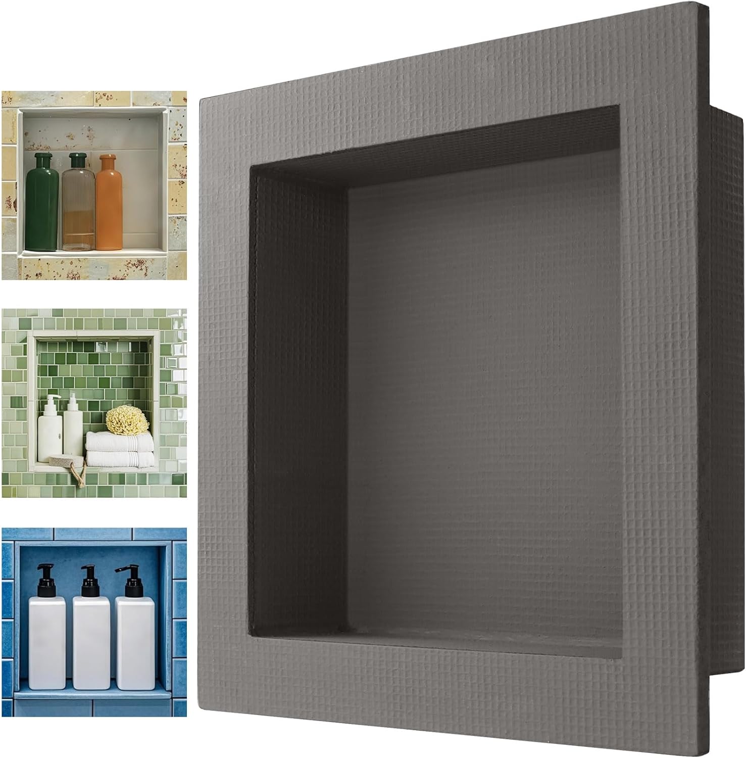 Amazon.com: JIANBENKJ Shower Niche Insert Tile Ready 12"x12"x 4" Inner ...