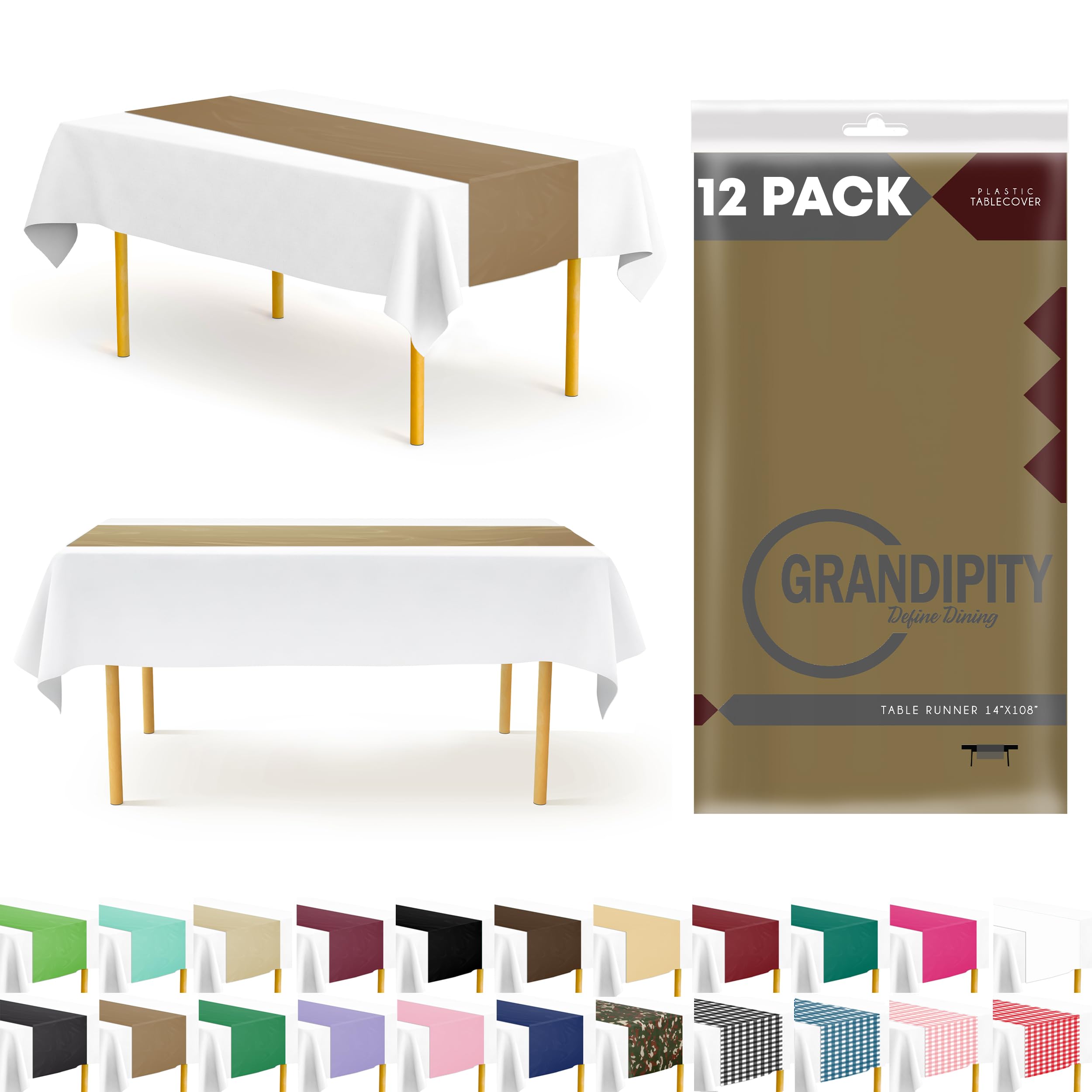 Amazon.com: Gold 12 Pack Premium Disposable Plastic Table Runner 14 x ...