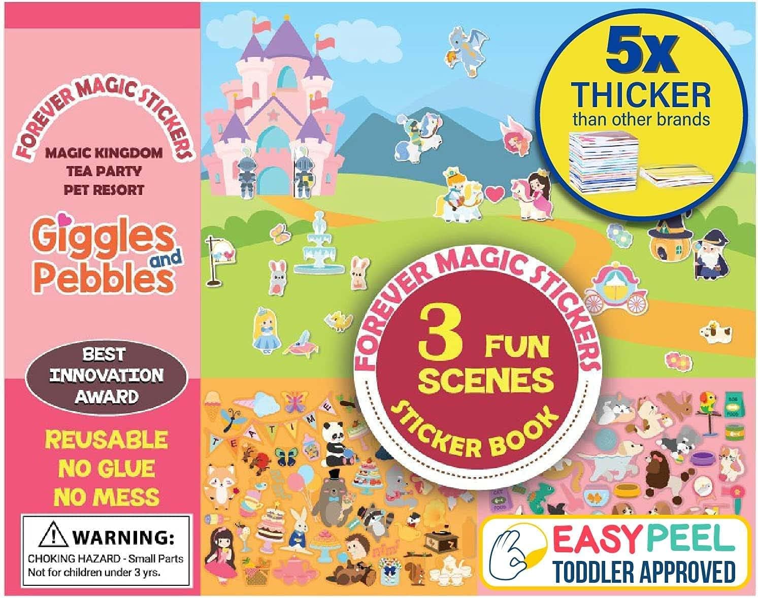 Amazon.com: Giggles & Pebbles Reusable Stickers for Kids, Non-Adhesive ...