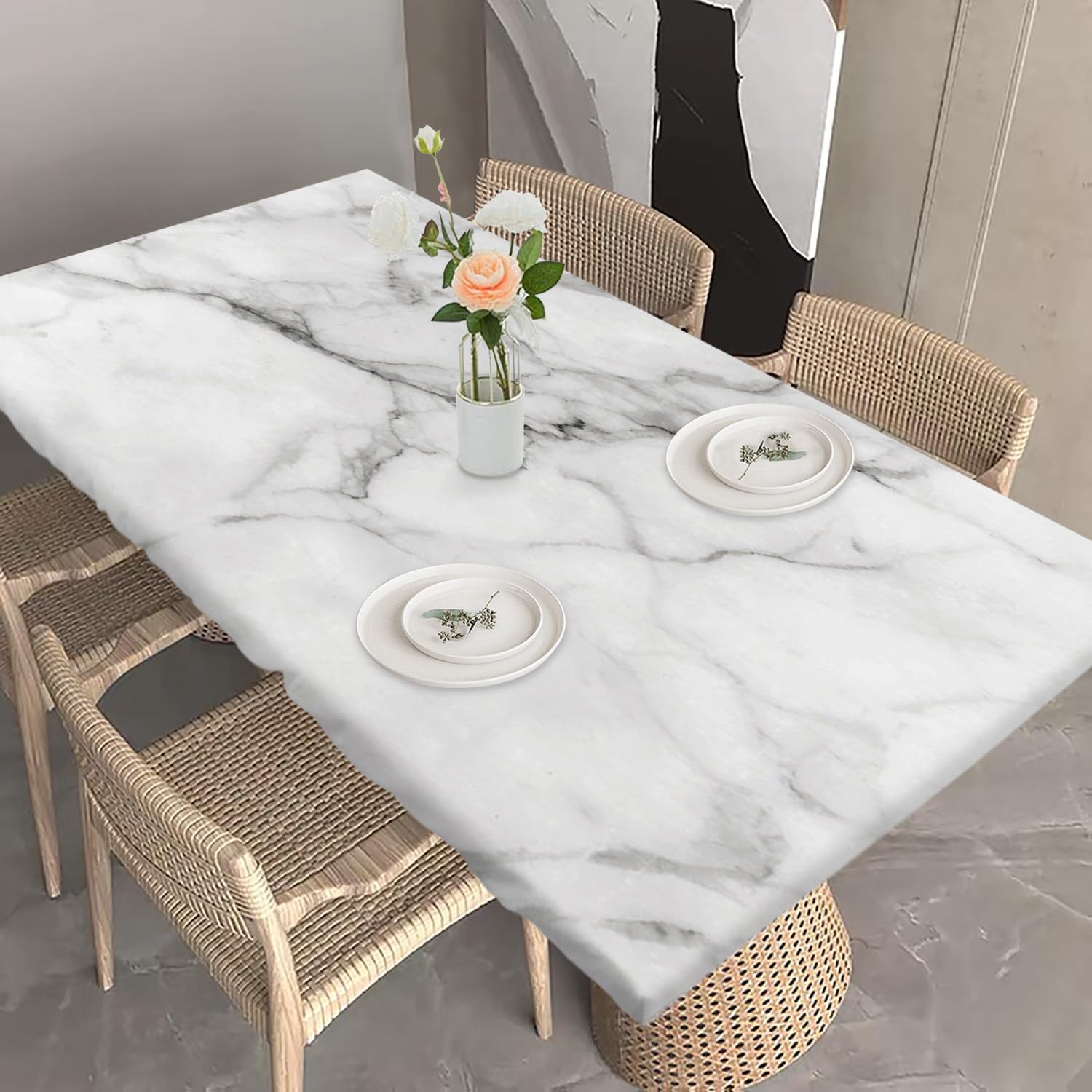 Amazon.com: Fitted Table Cover for 6ft Rectangle Tables White Abstract ...