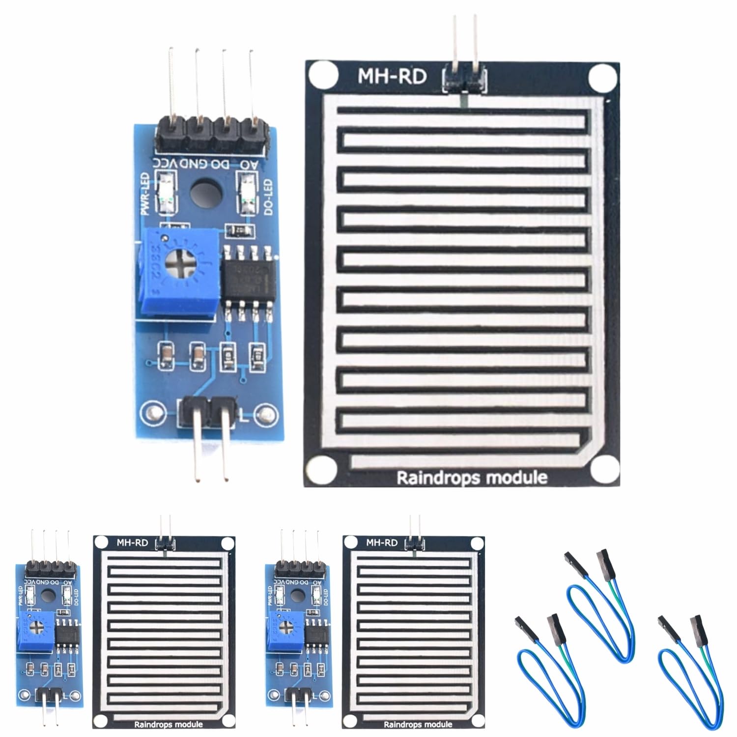 Snapklik.com : 3Pcs Water Sensor Rainwater Module Rain Detection Module 3.3V-5V Rainwater Foliar ...