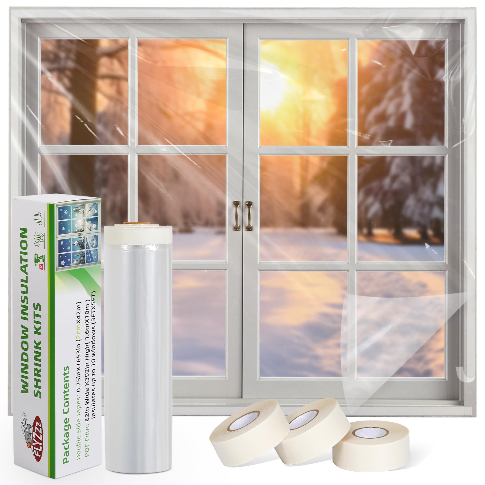 FLYZZZ Window Insulation Kit - 63x400in Window Insulation Kit for ...