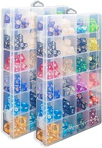 Amazon.com: 2 Pack DND Dice Storage Box Each 24 Grids Polyhedral Dice ...