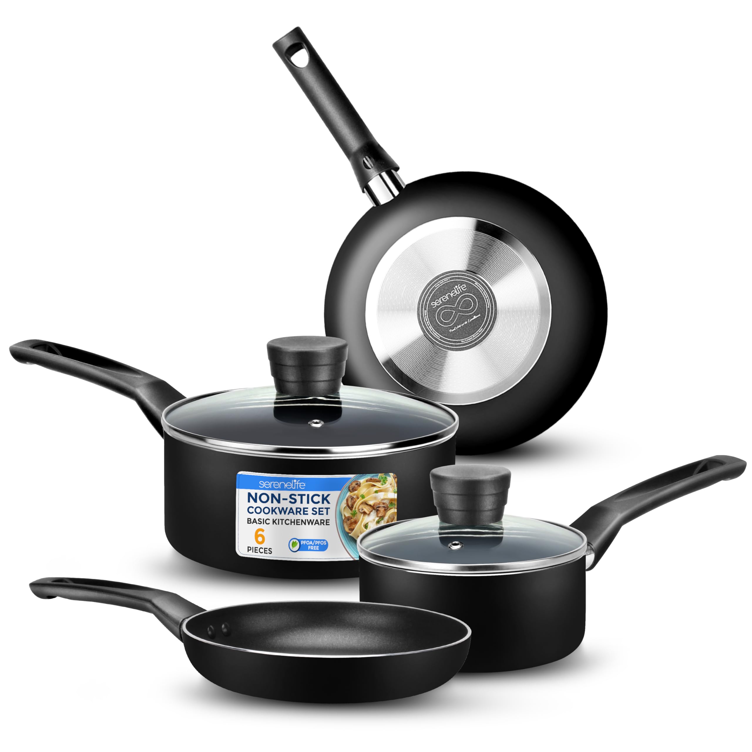 Amazon.com: SereneLife Kitchenware Pots & Pans Basic Kitchen Cookware ...