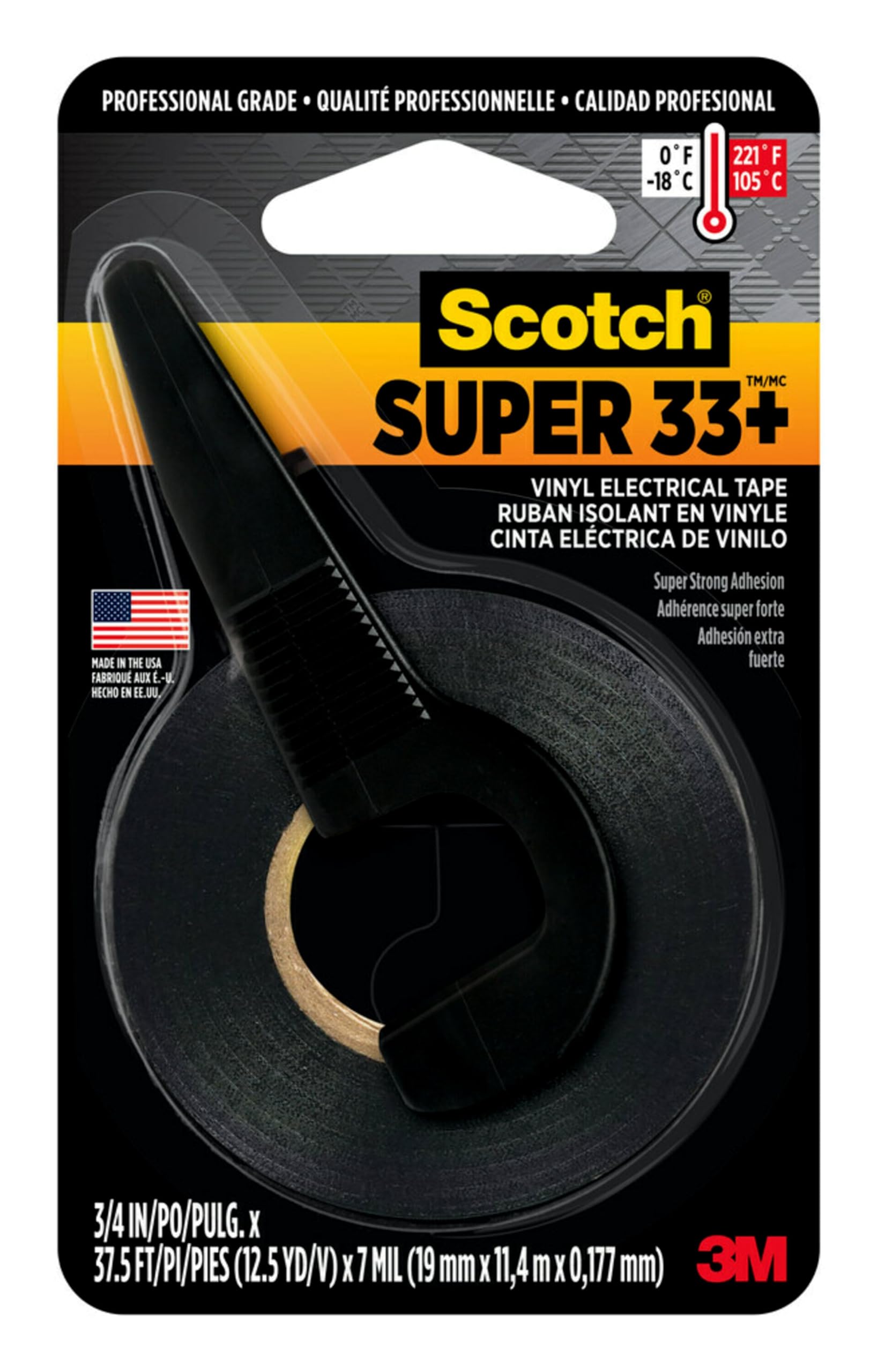 3M Scotch Super 33 Plus Vinyl Electrical Tape, 75-Inch by 450-Inch ...