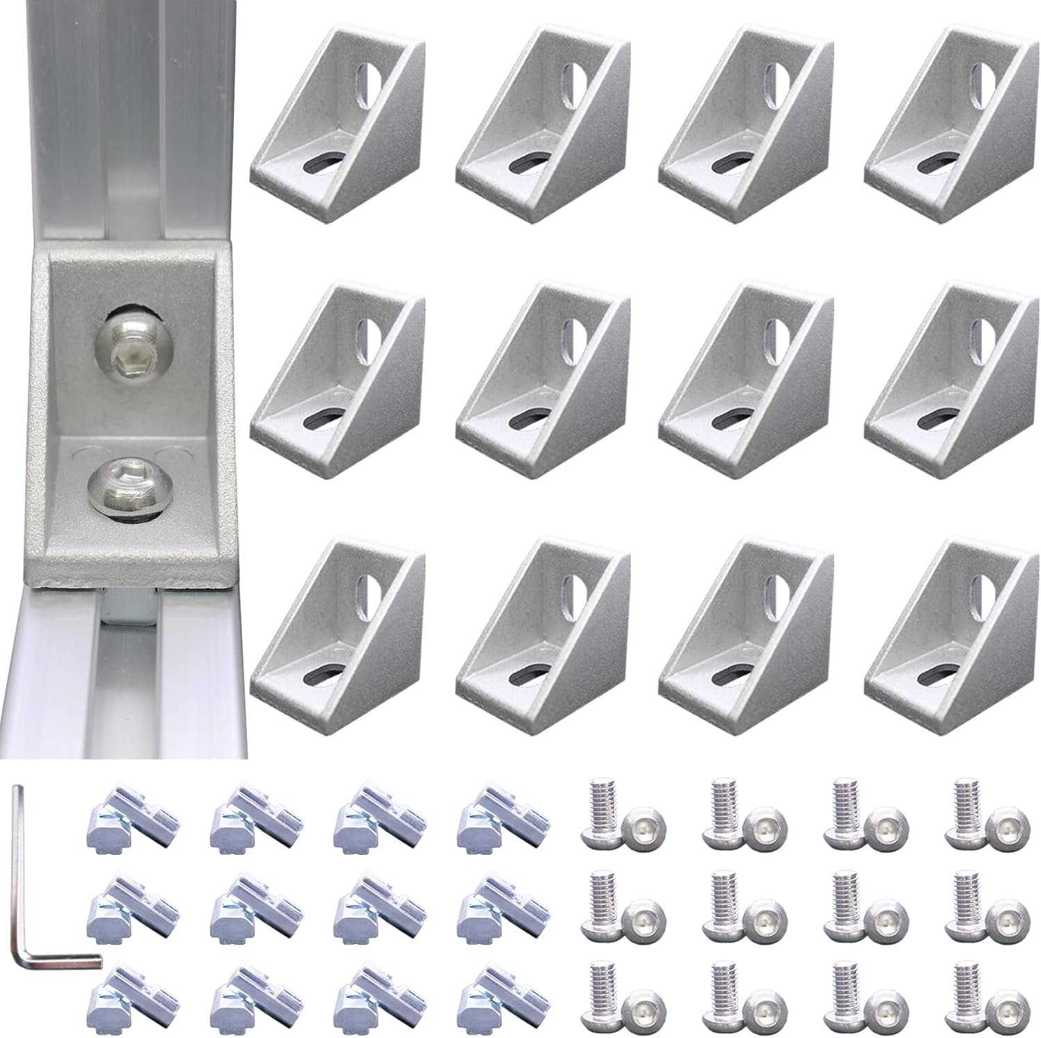 QIJINTRID 12Sets 1010 Series Aluminum Extrusion Profile Connector,12pcs ...