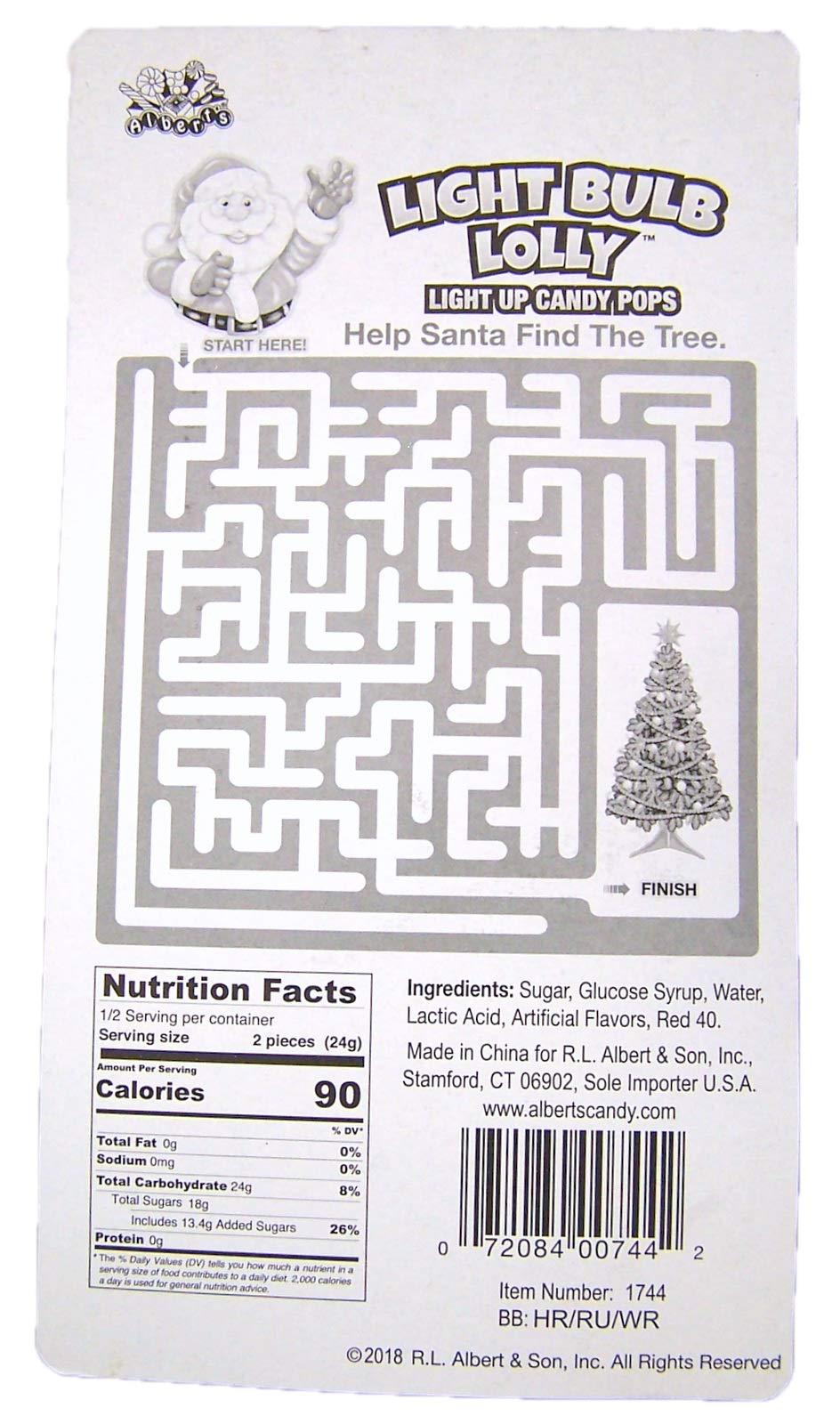 Lighted Christmas Light Bulb Lolly Candy Pop - Green Apple