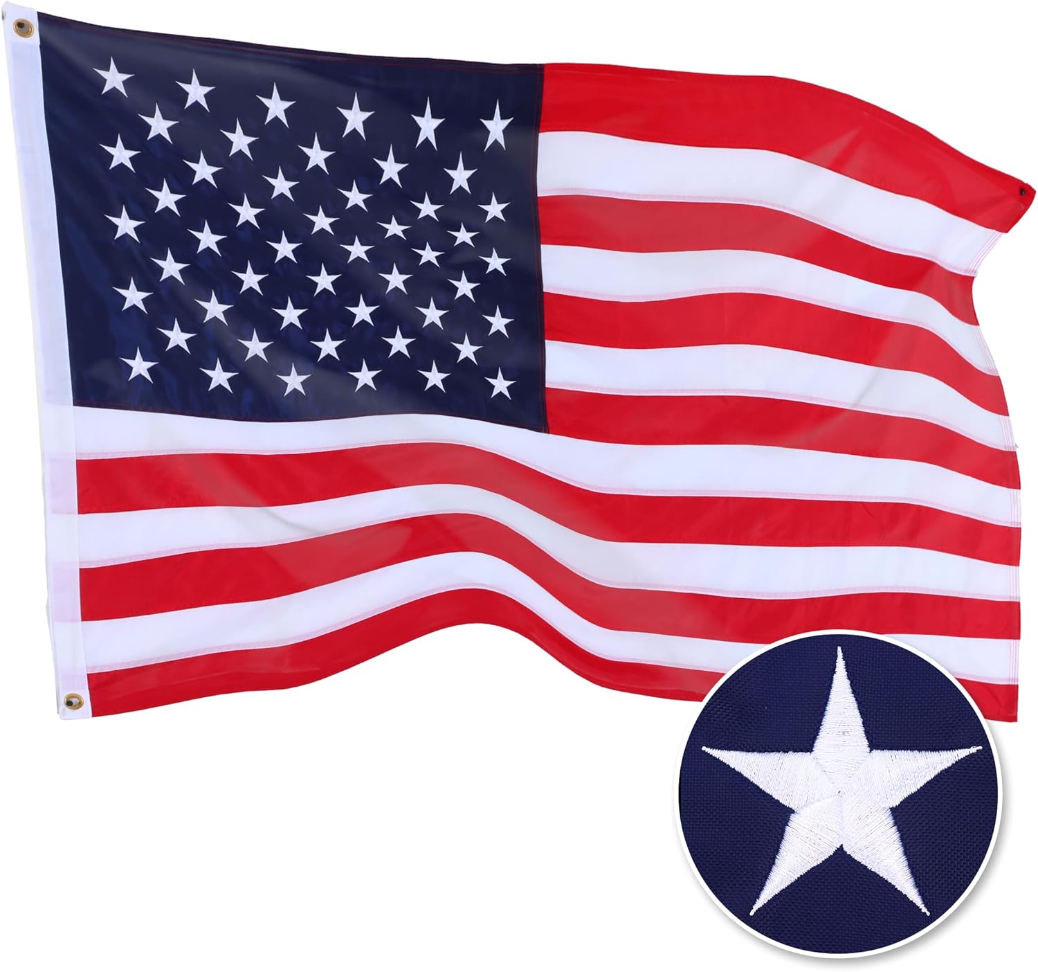 Amazon.com : Embroidered American Flag 3x5 Outdoor,Heavy Duty 420D ...