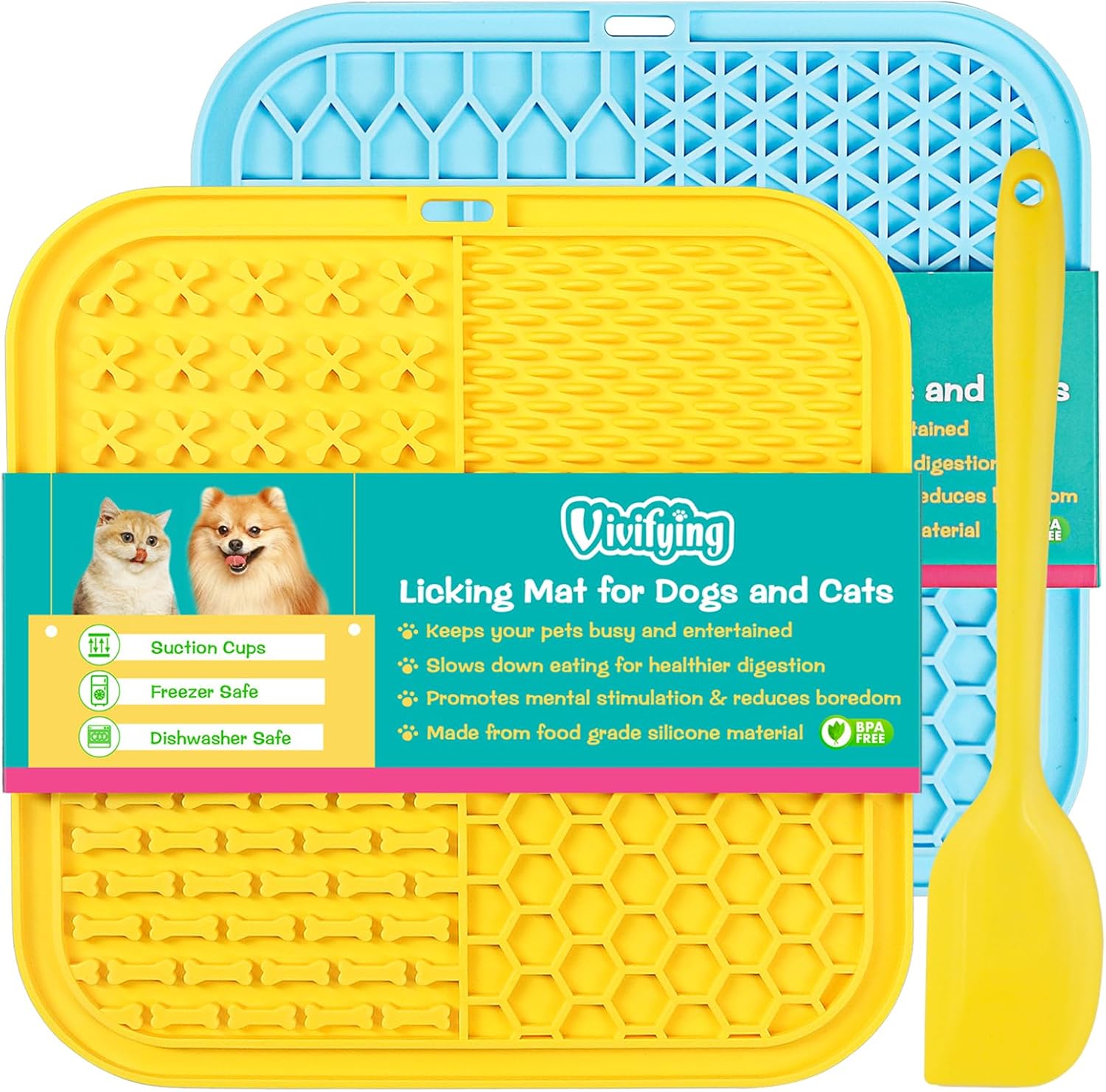 Vivifying Licky Mat for Dogs and Cats, 2Pcs Lick Pad with Suction Cups ...