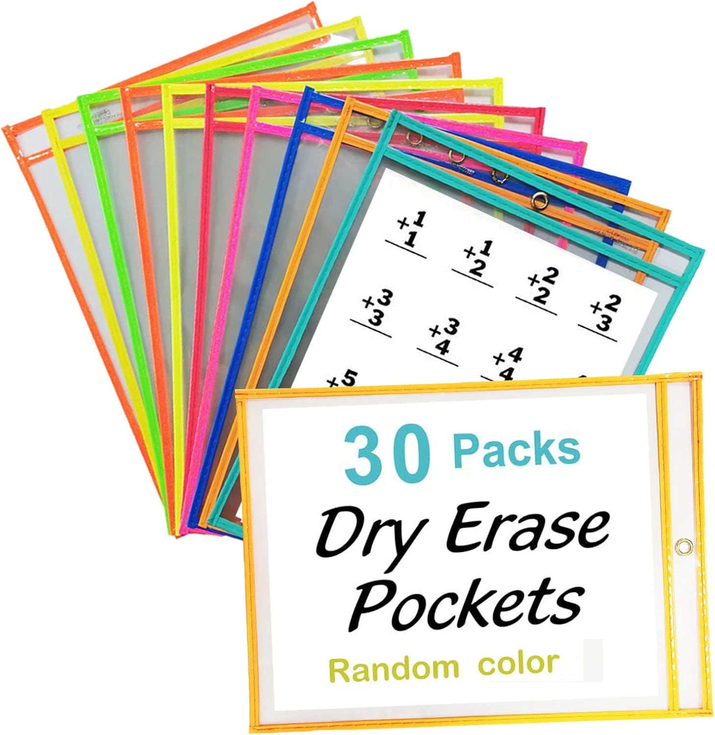 Dry Erase Pocket Sleeves 30 Pack, Rewritable Transparent and Durable ...