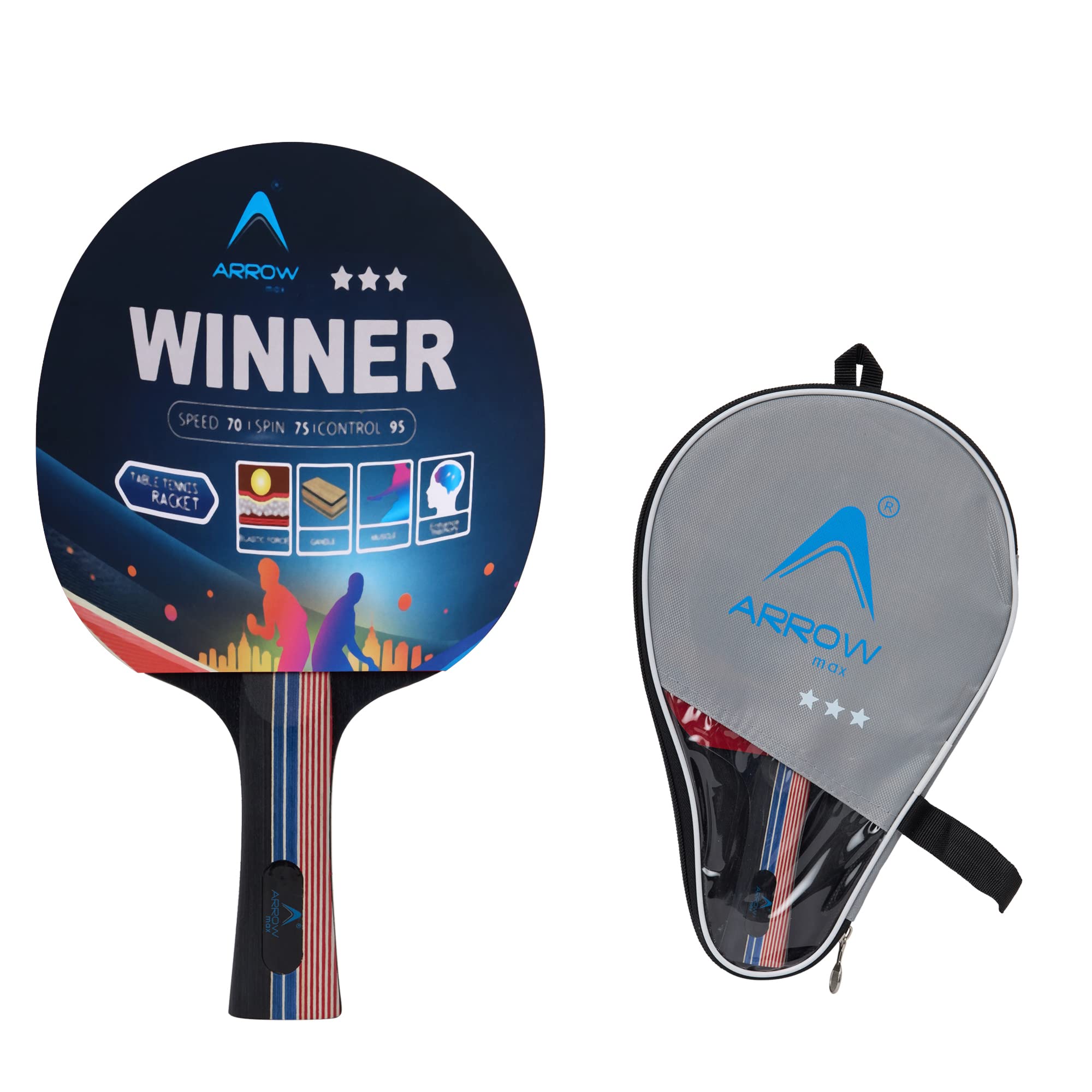 Table Tennis Racquet Wooden TT Bat Racket for Kids and Adults Ping Pong ...
