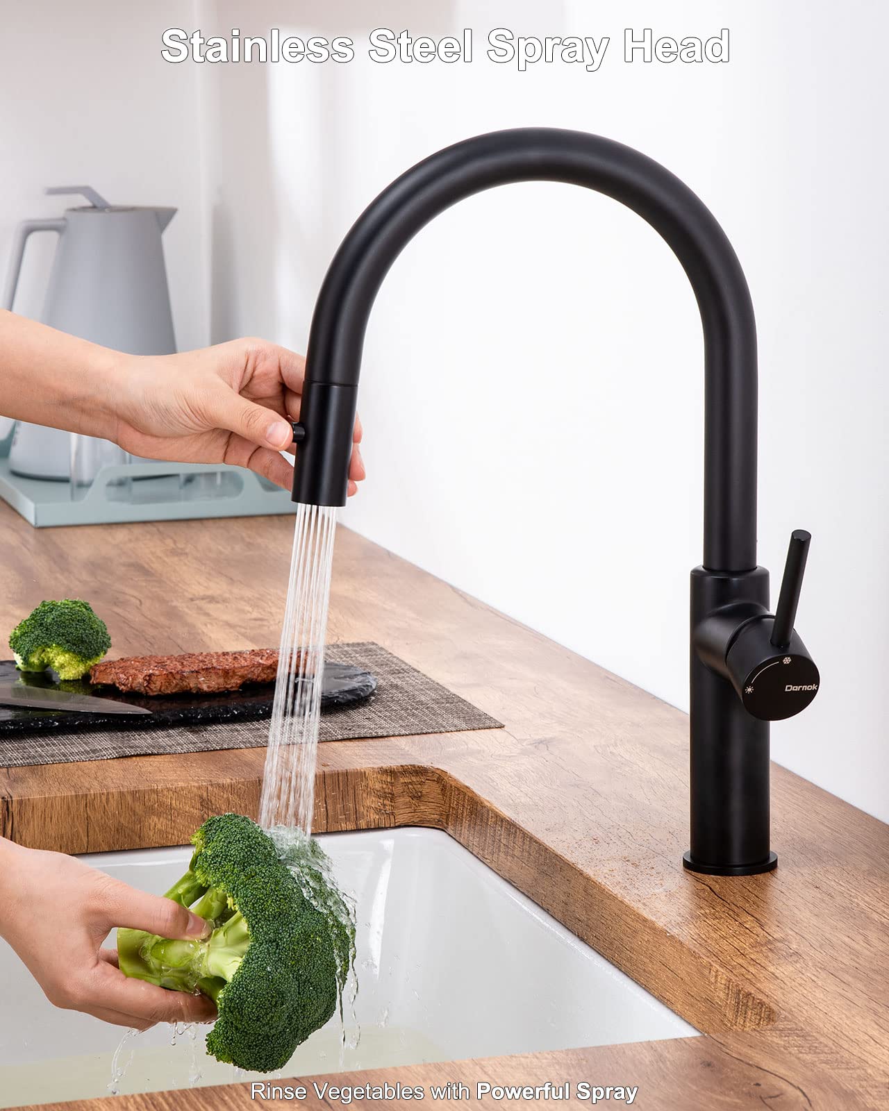 Darnok 79723MB Mia Black Kitchen Faucet with Pull Down Sprayer, 15.6 ...