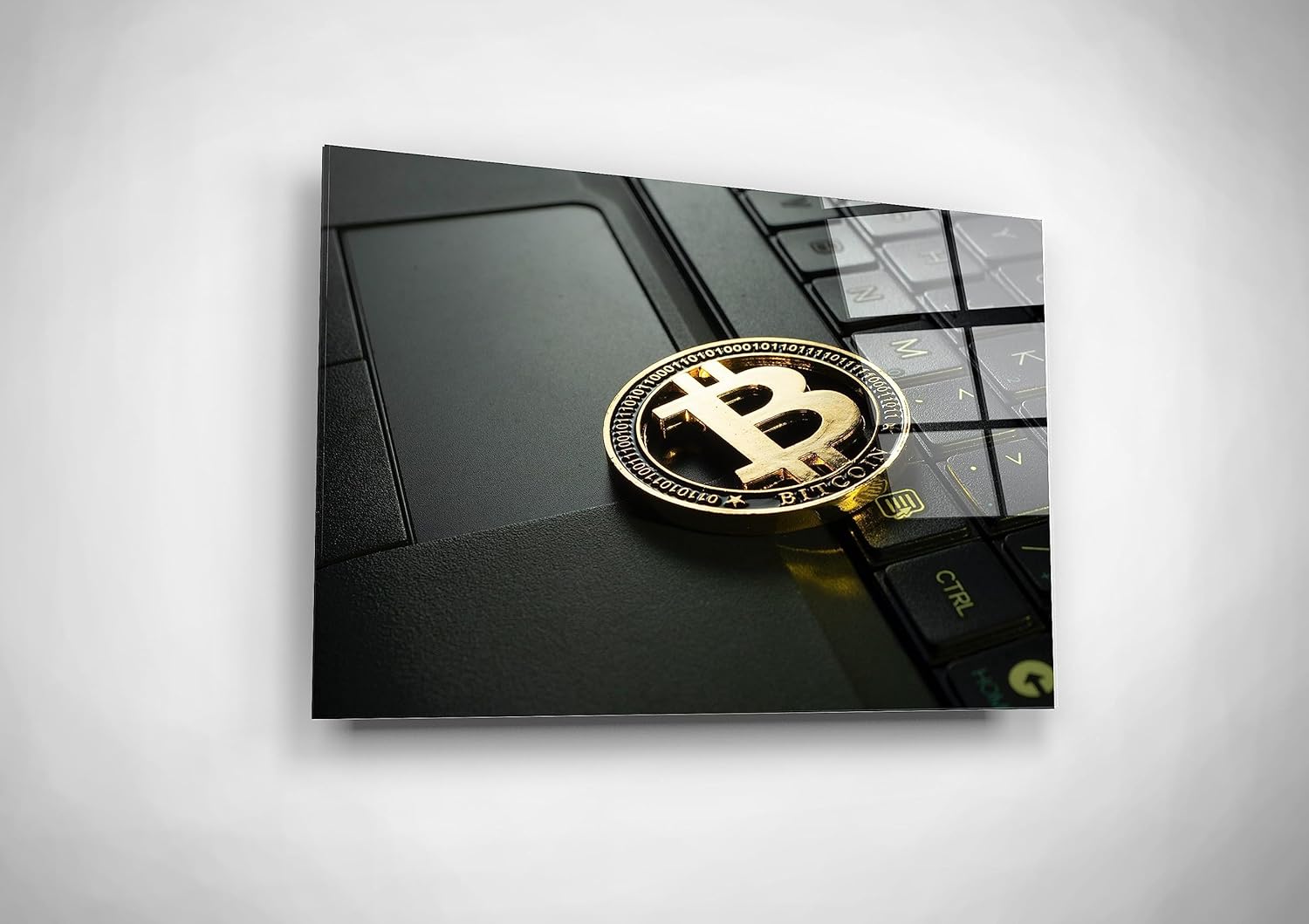 Amazon.com: Bitcoin Logo Sign Glass Wall Art Luxury Office Decor ...