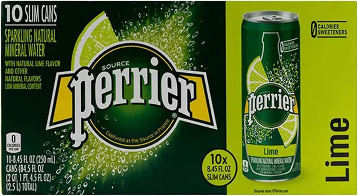 Perrier Sparkling Water Slim Can 10x250 Ml Lime Flavor : Amazon.ae: Grocery