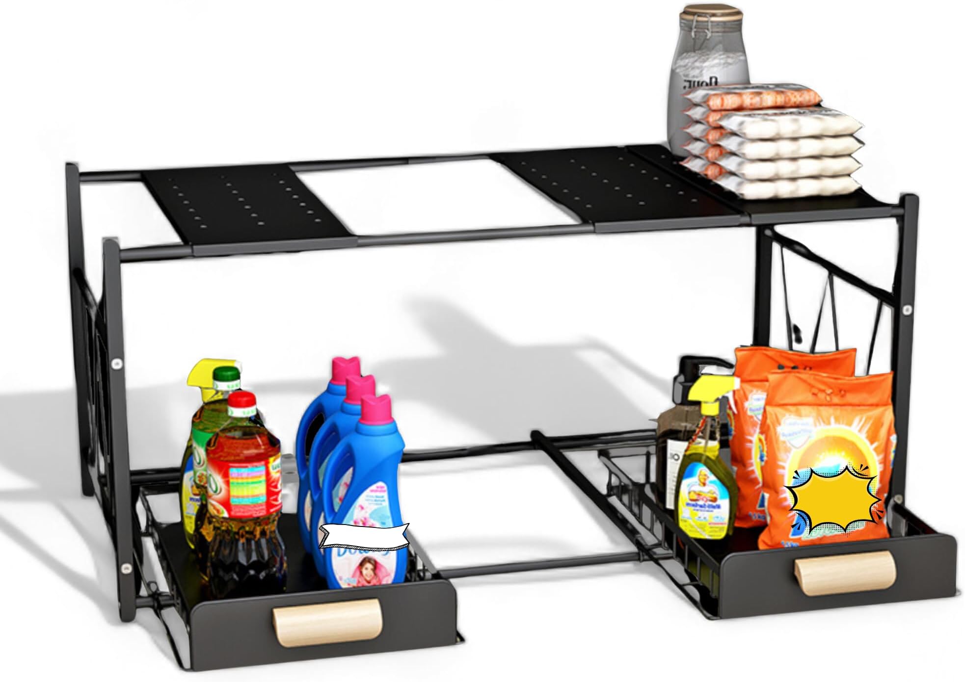 Amazon.com: Simple Houseware Under Sink 2 Tier Expandable Heavy Duty ...