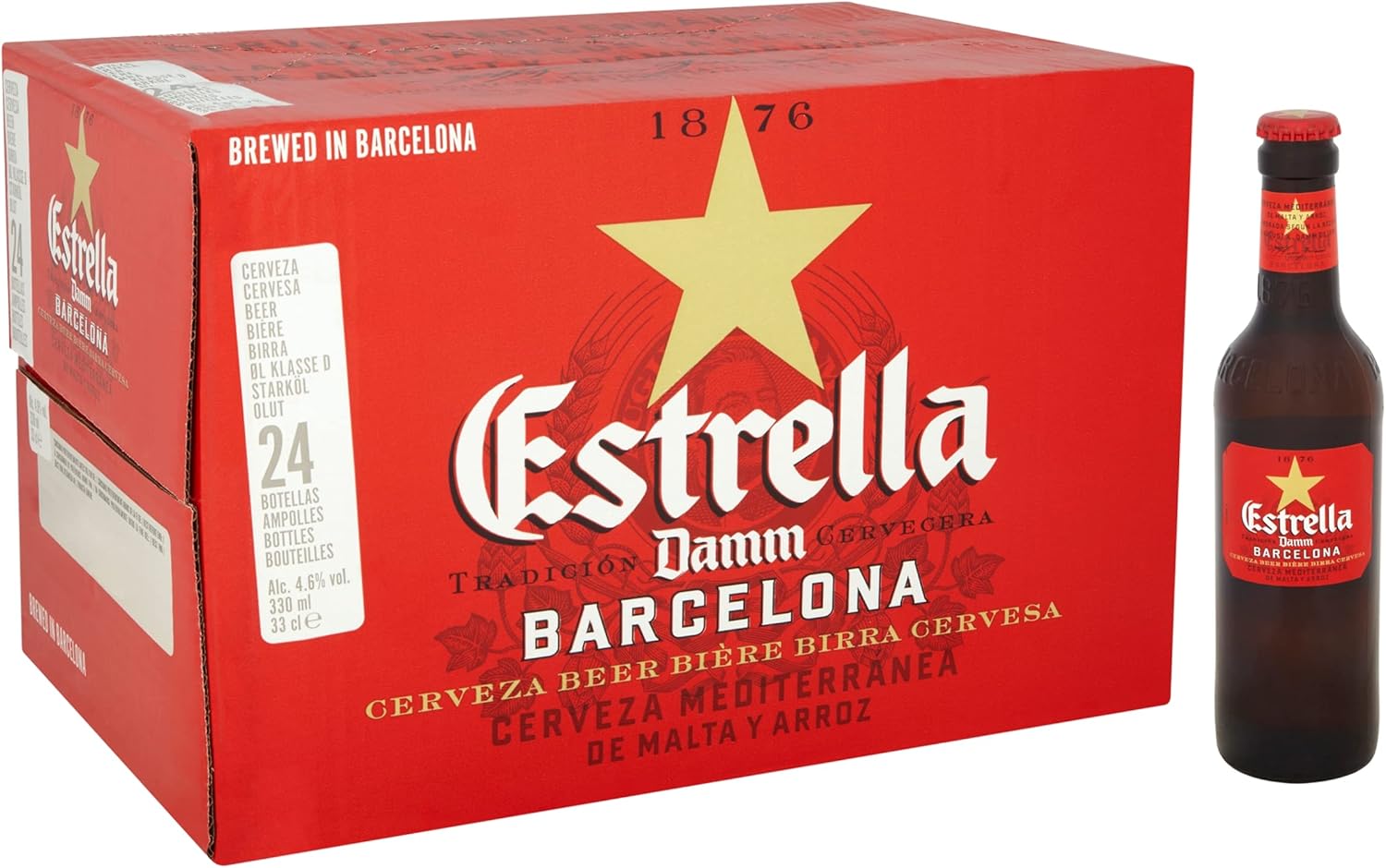 Estrella Damm Premium Lager Beer 24 x 330ml Bottles (Pack of 24 ...