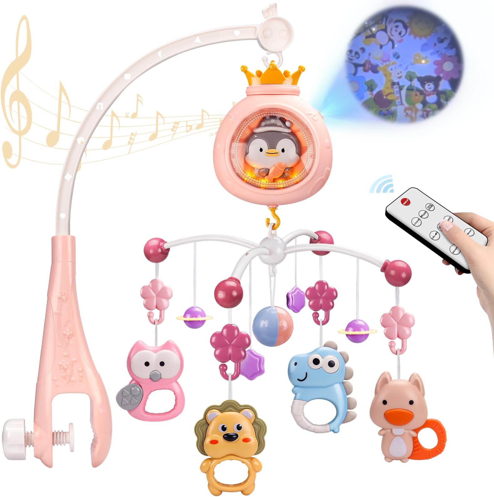Amazon.com : Baby Crib Mobile with Night Lights and Music,Hanging ...
