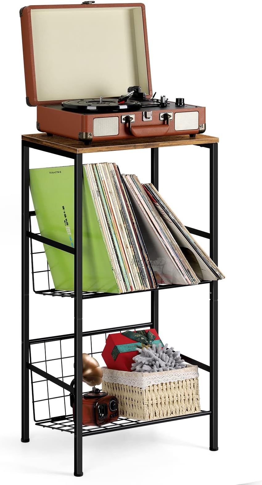 Amazon.com: ETELI Record Player Stand Table with Vinyl Album Storage ...
